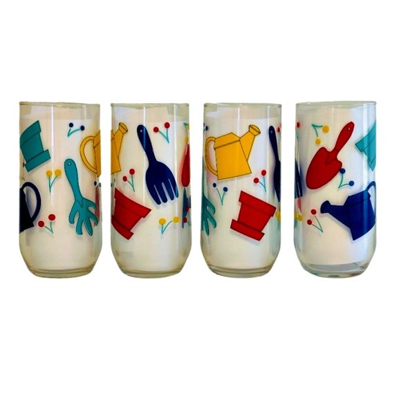 Dining | Vintage Clear Drinking Glasses Set Of 4 Spring Flower ...